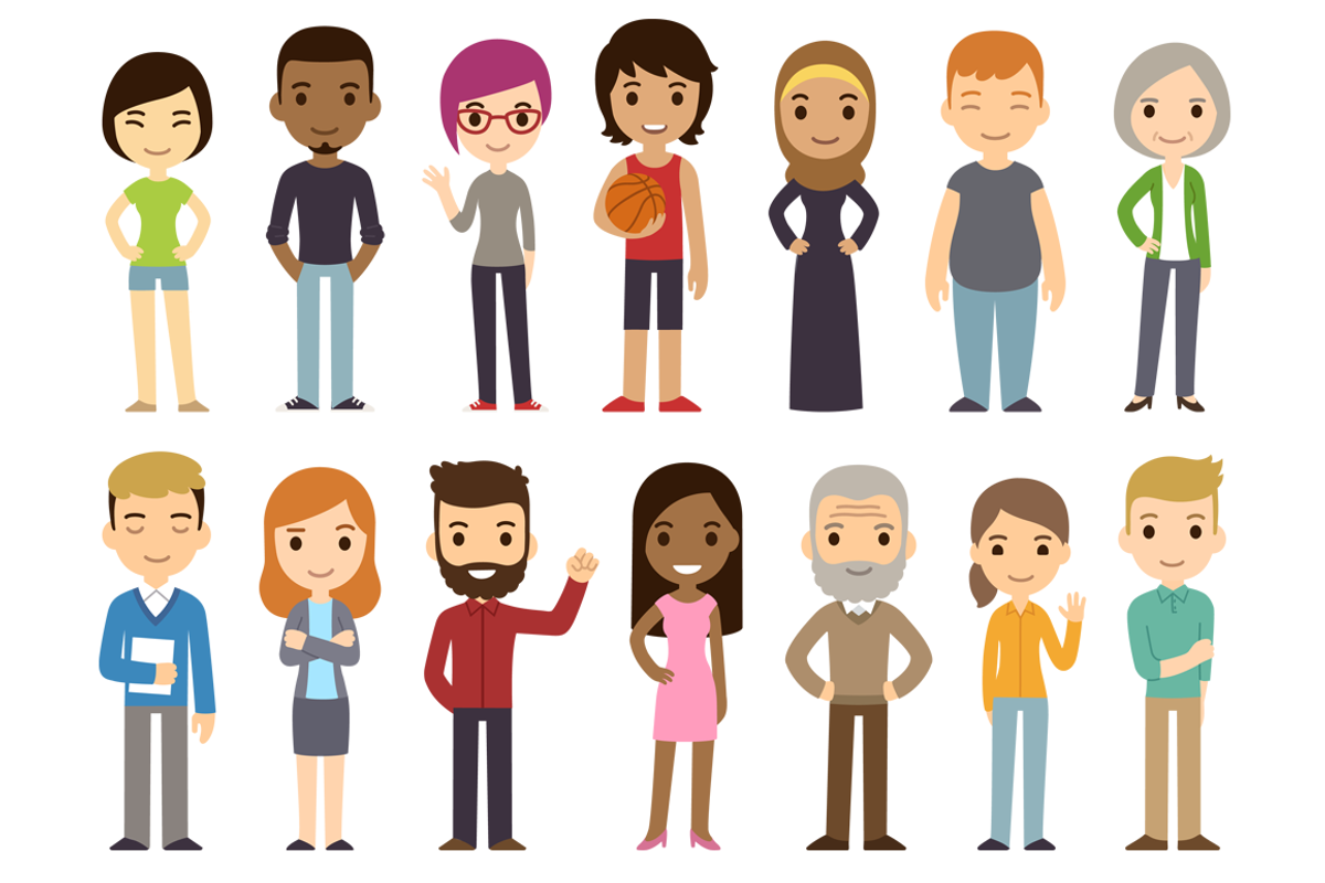 Diverse cartoon characters, a Person Illustration by Irina Mir