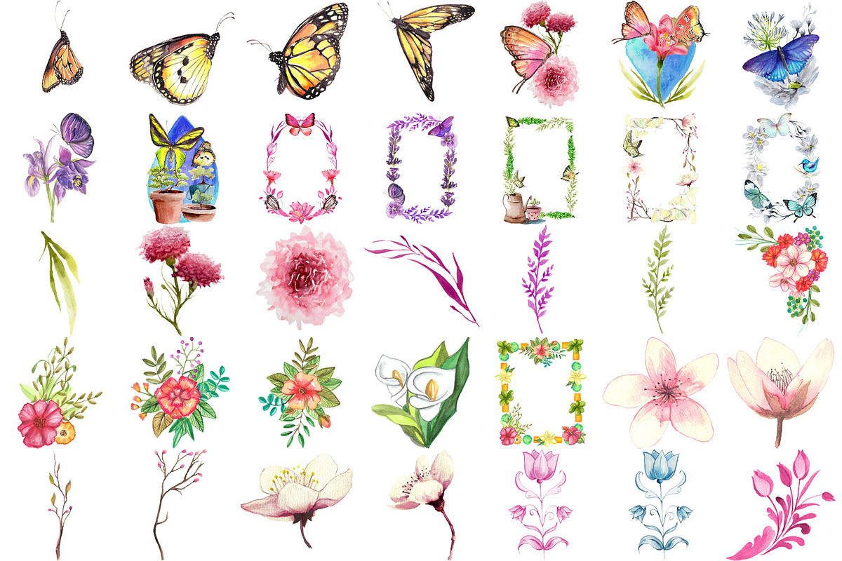Butterfly BUNDLE 90 Watercolor PNG, a Decorative Illustration by ...