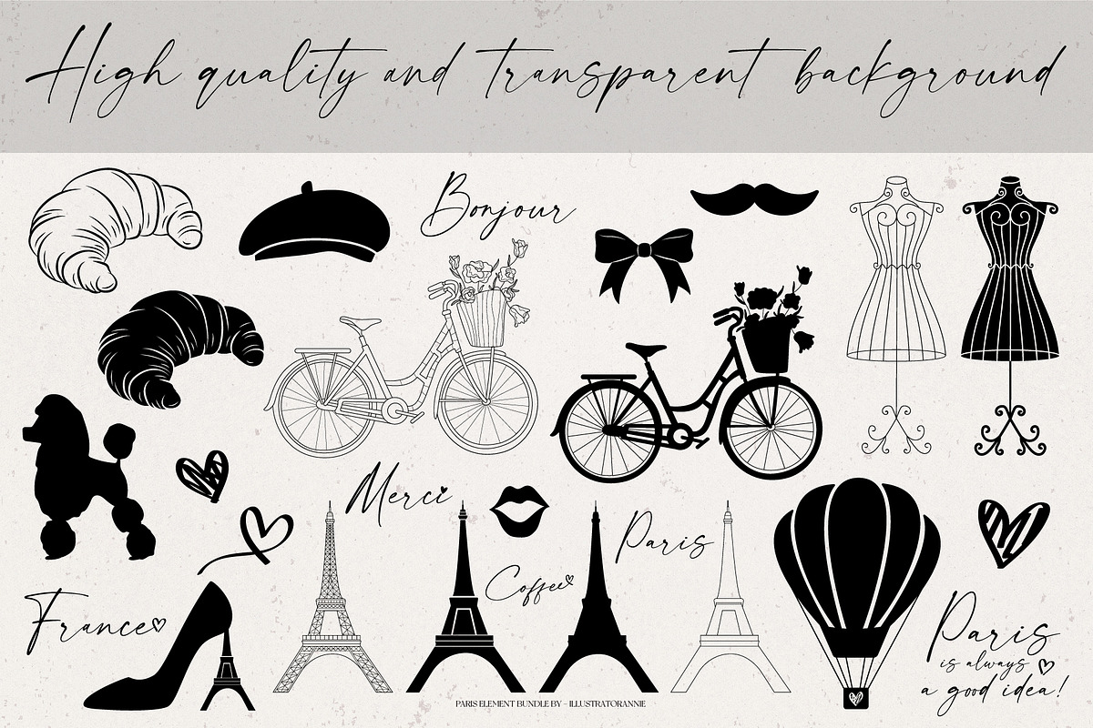 Paris Element SVG Bundle, an Object Illustration by IllustratorAnnie