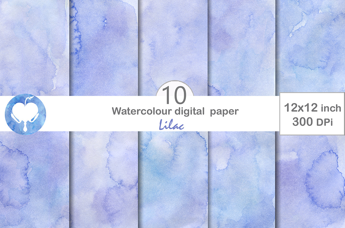 Watercolor Digital Paper - Lilac, a Texture Graphic by AqwaColor
