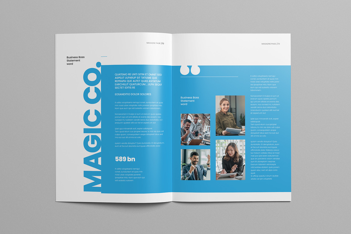Business Magazine Layout, a Magazine Template by Pixelpick