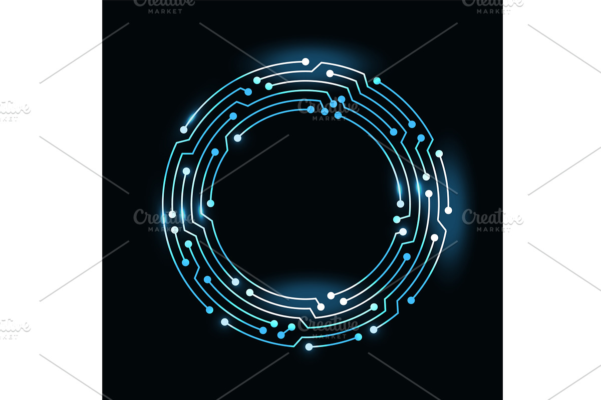 Circuit board circle frame, a Technology Illustration by Things for ...