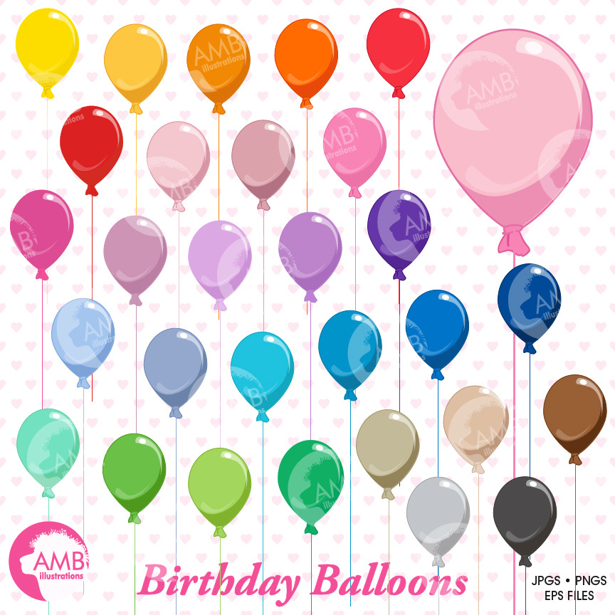 Birthday Party Balloons Clipart 1197, an Illustration by AMBillustrations