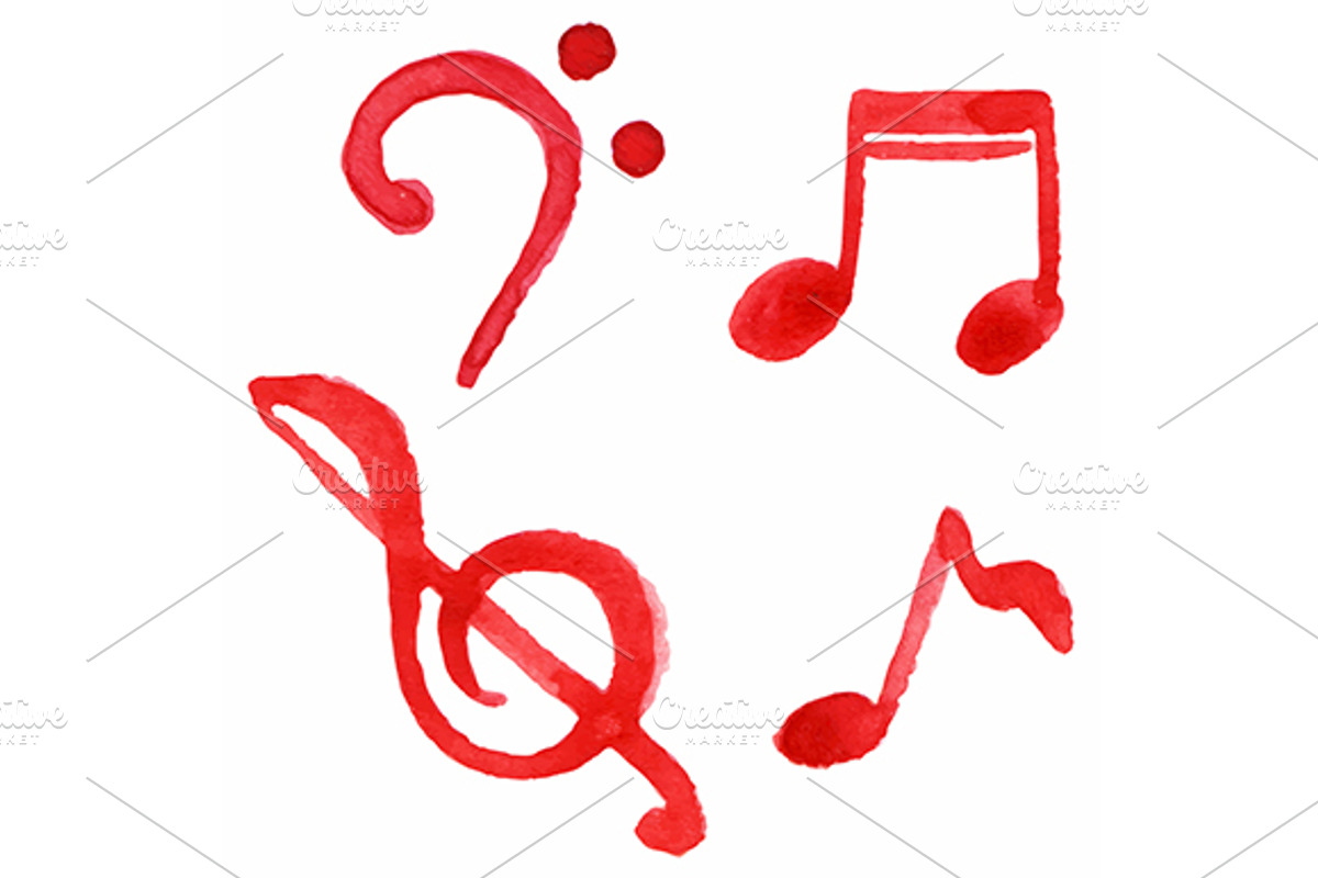 Red notes music symbol set, a Decorative Illustration by Art By Silmairel
