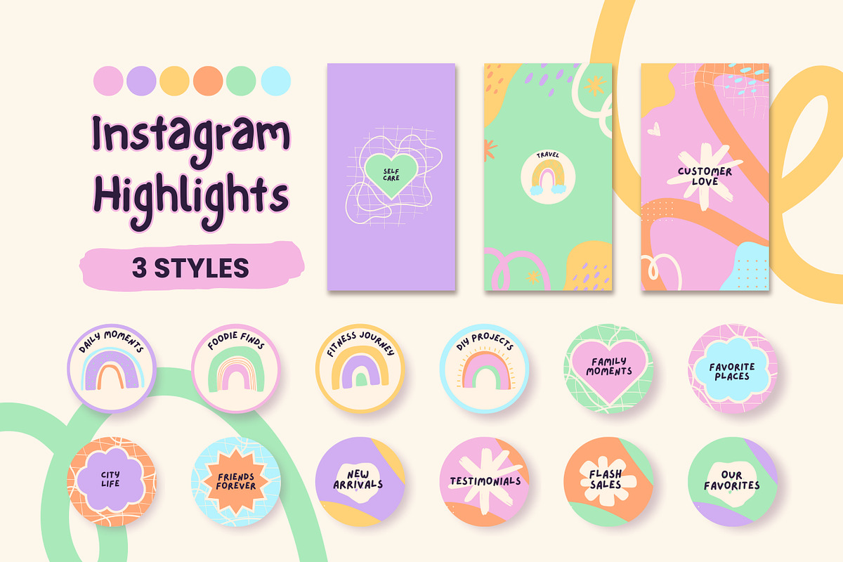 300 Pastel Rainbow Canva Templates, a Social Media Template by ...