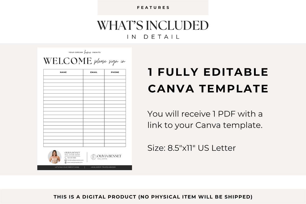 Open House Sign In Sheet Template, a Flyer Template by BrandhavenStudio