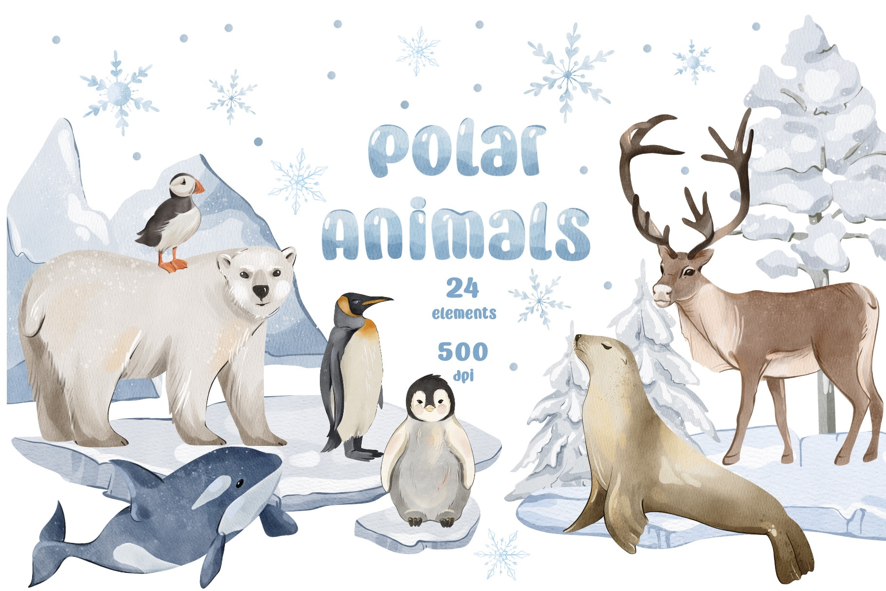 Polar Animals Clipart, an Animal Illustration by ArtGiftsStudio