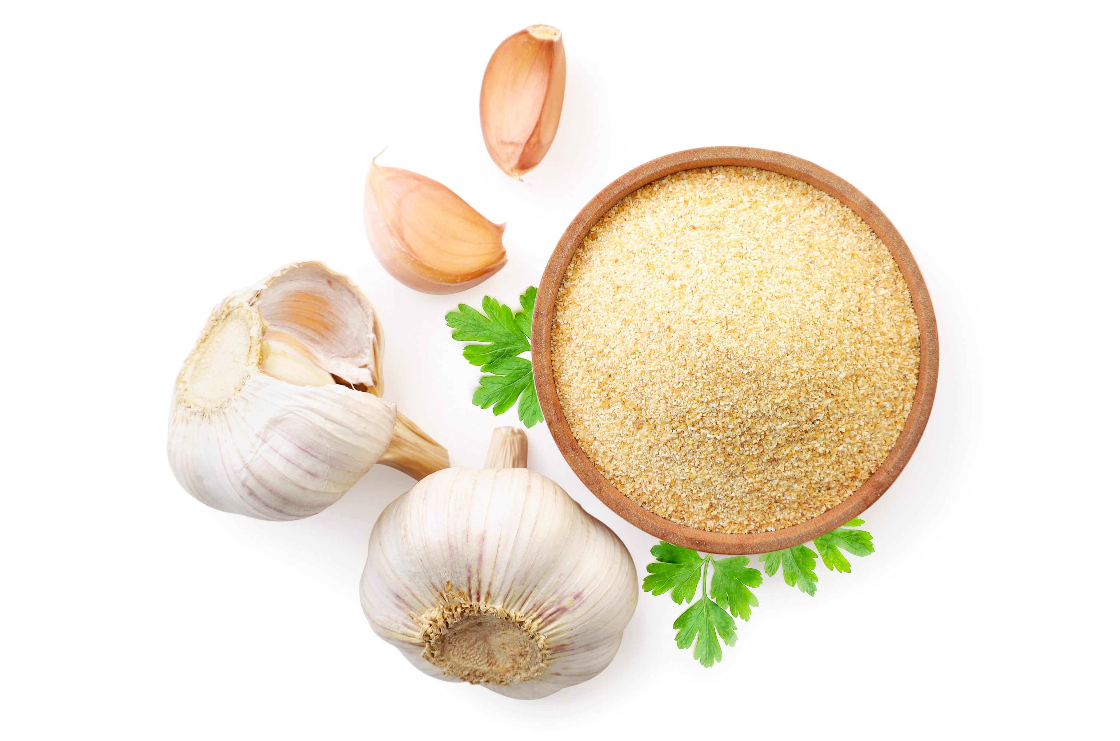 Ground garlic in a plate and cloves, an Abstract Photo by innakreativ