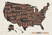 USA map vintage illustration, an Illustration by rikkyal