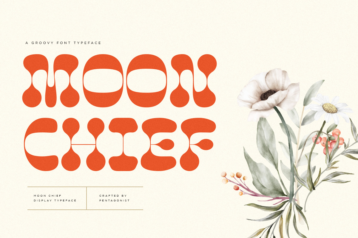 Moon Chief | Groovy Display, a Serif Font by Pentagonistudio
