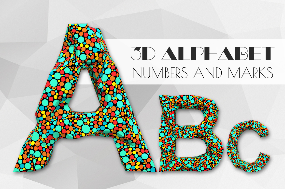 3D Dots 2 alphabet numbers and marks, an Illustration by Saintpix