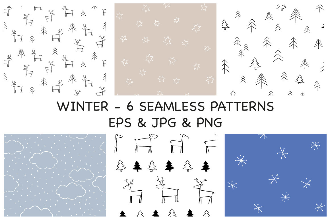 Winter patterns - ink doodle, a Pattern Graphic by Wild Rose