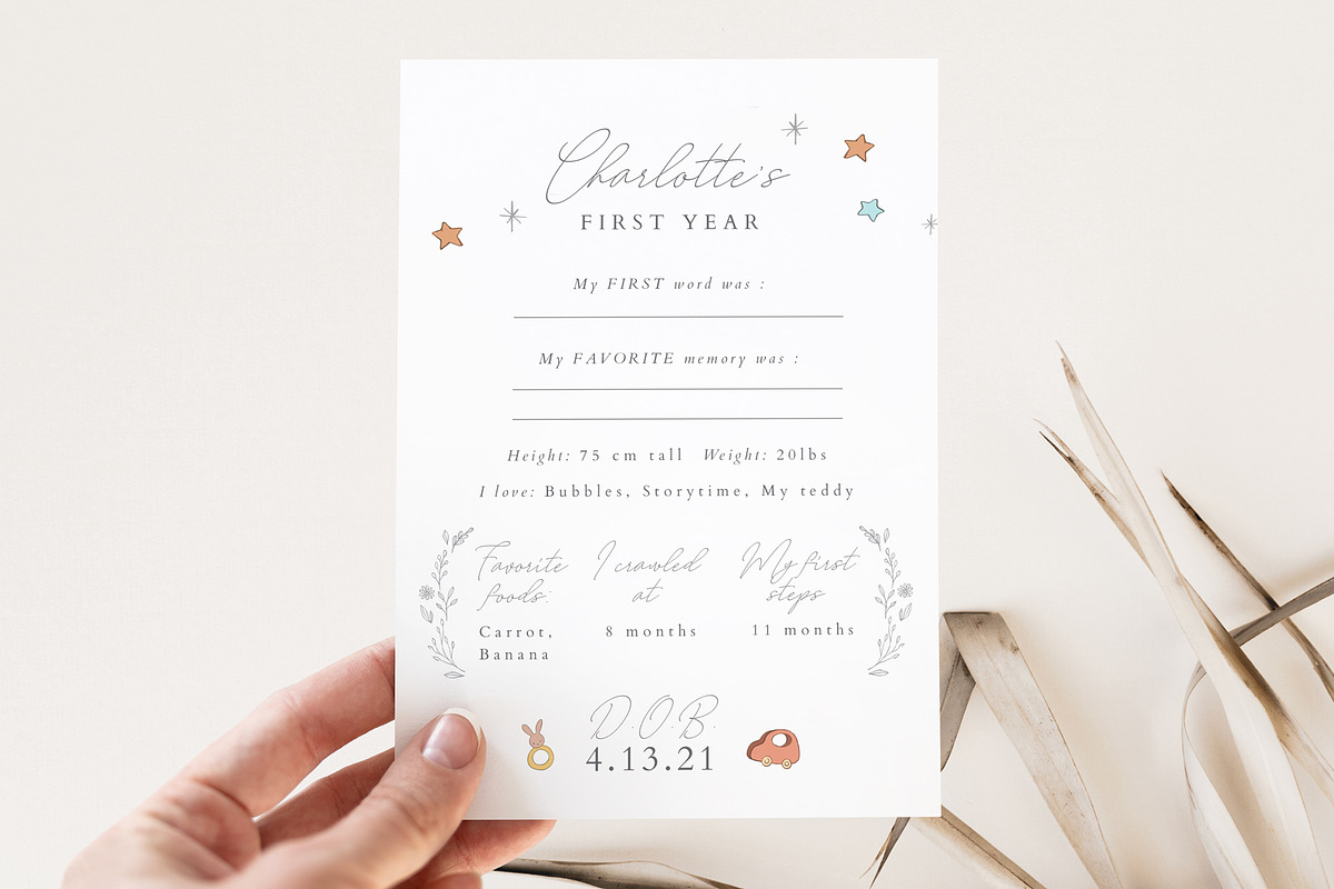 Baby Milestone Card Template, a Card Template by By Stephanie Design