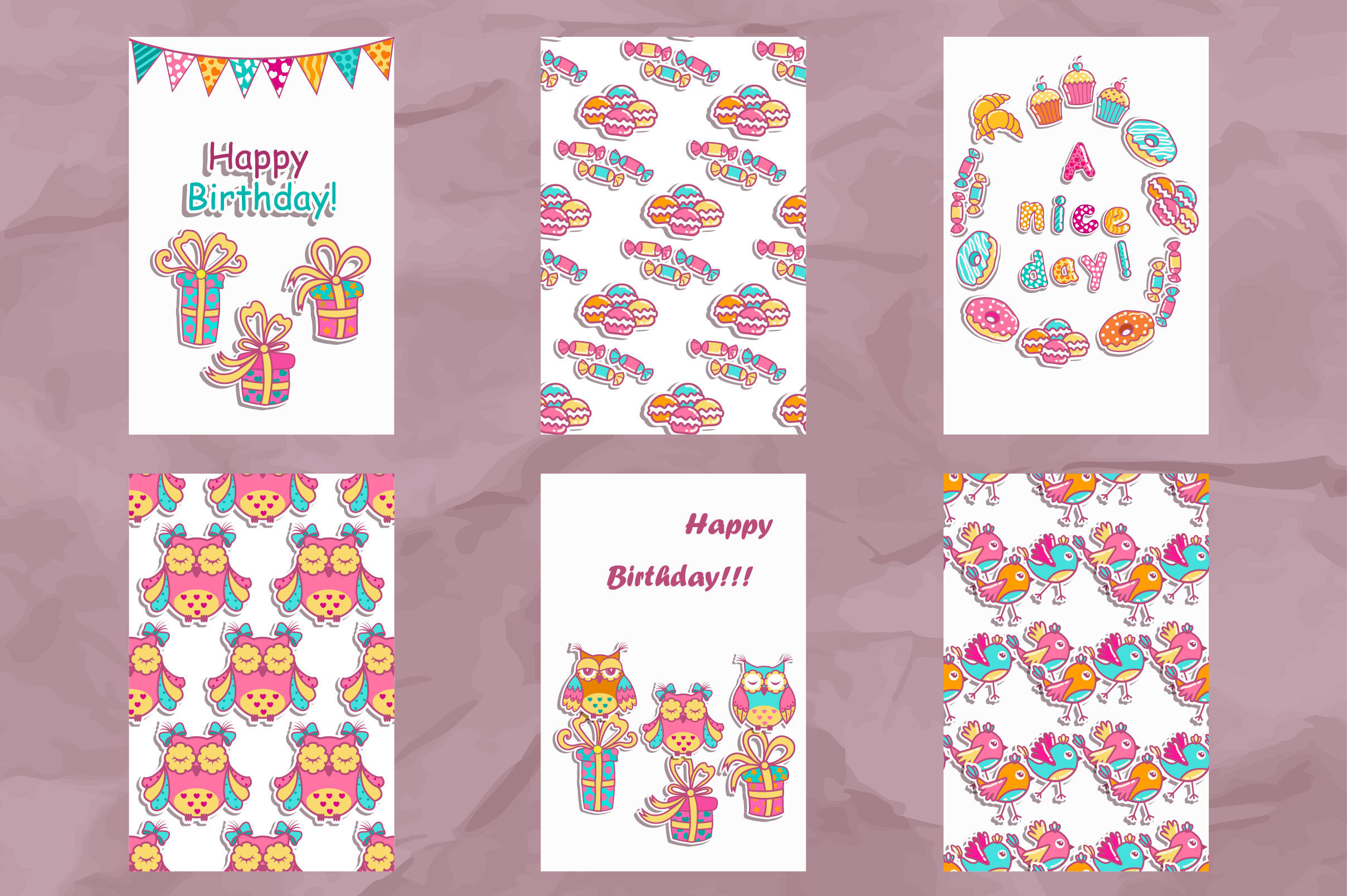 Set of happy birthday | Card Templates ~ Creative Market