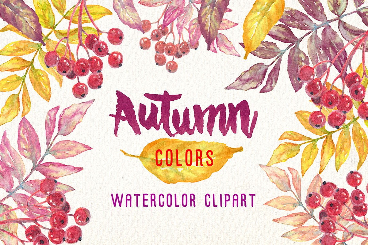 Autumn bundle watercolor clipart, an Illustration by Art & Things