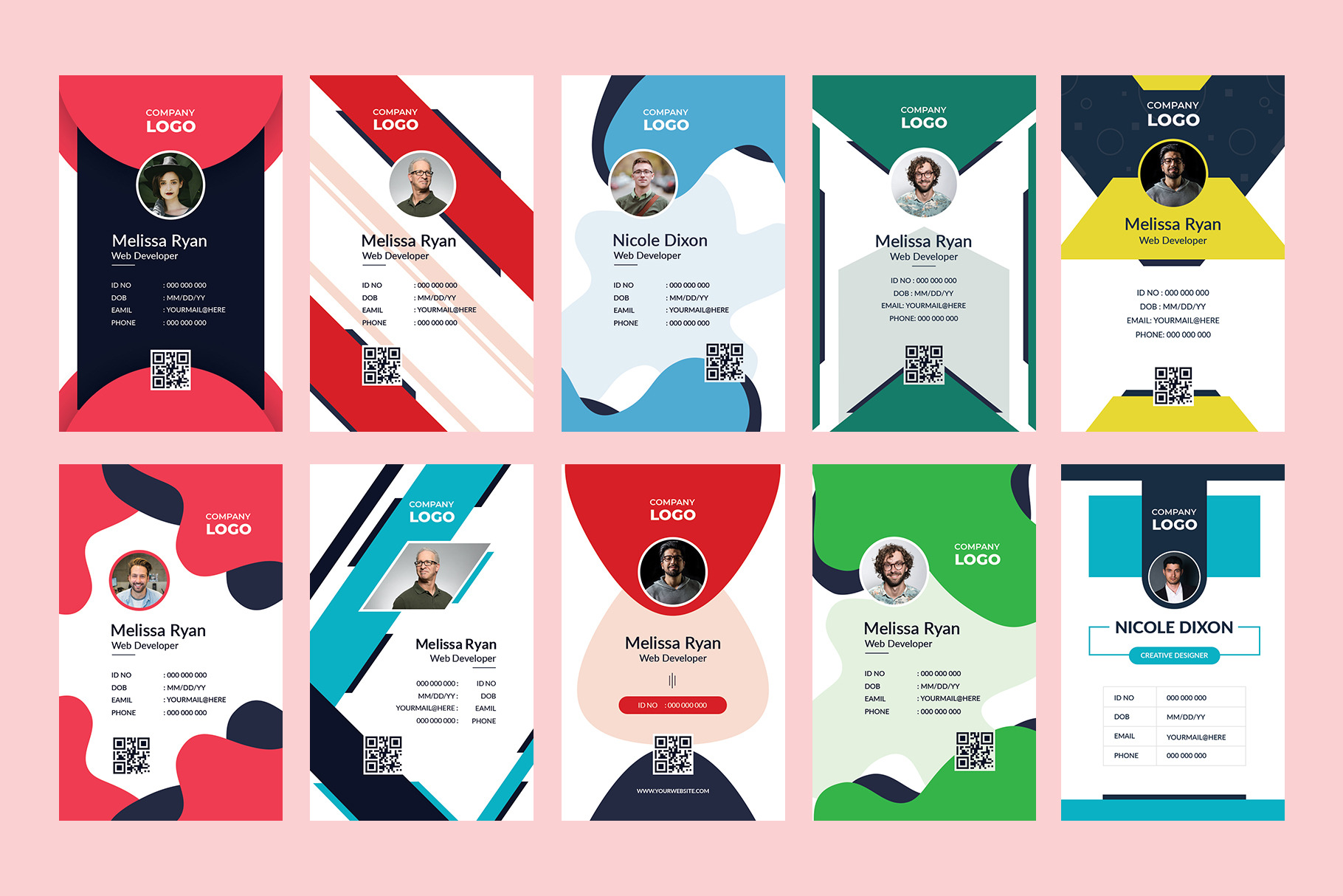 10 Id Card Template Bundle