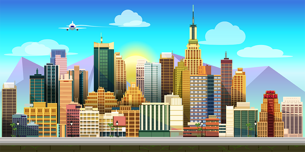 City Game Background, an Illustration by 2dvillShop
