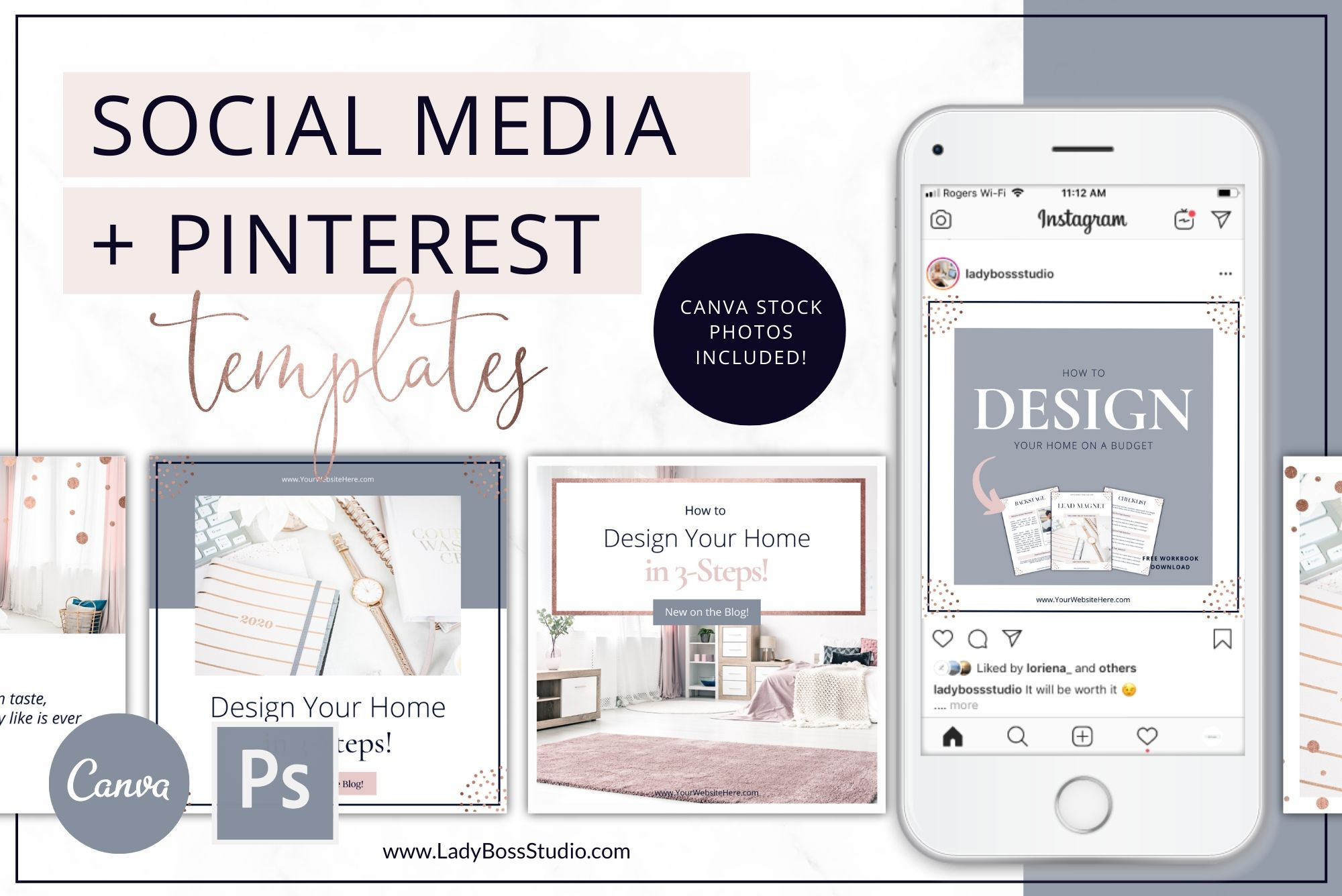 Social Media & Pinterest Rose Gold, a Social Media Template by Lady ...