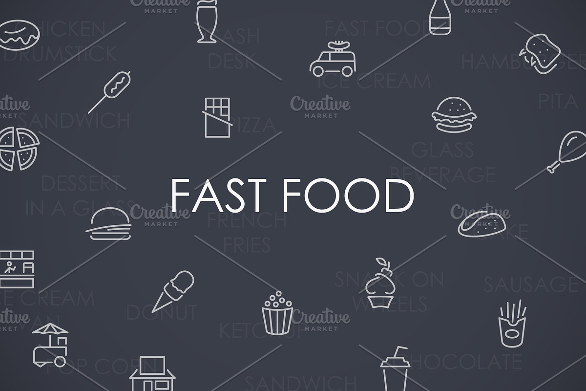 Fast food thinline icons, an Outline Icon by Palau