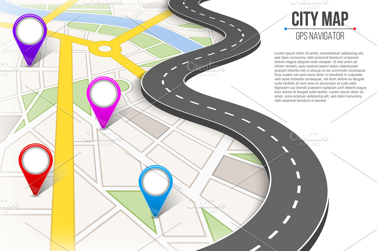 Map city. Street road infographic., an Illustration by HAPPY VECTOR