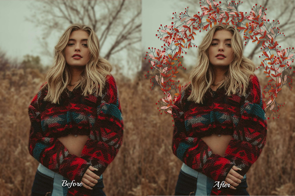 50 Autumn Wreath Overlays Fall PNGs