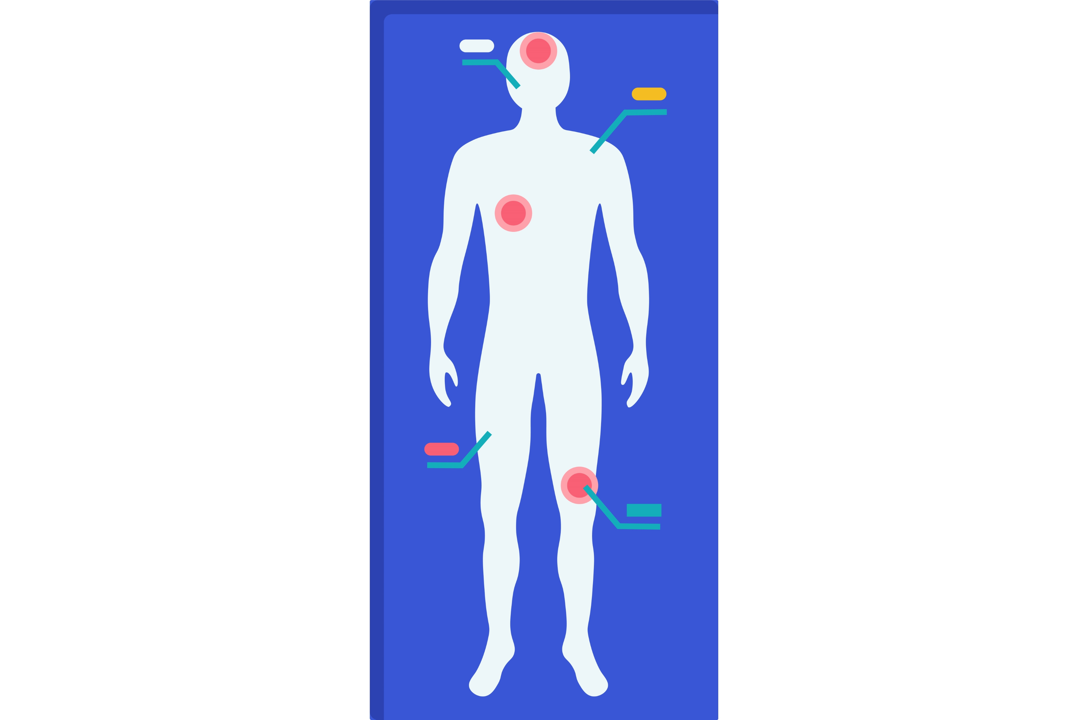 Human body diagram labeled pain, an Object Illustration by KitVector