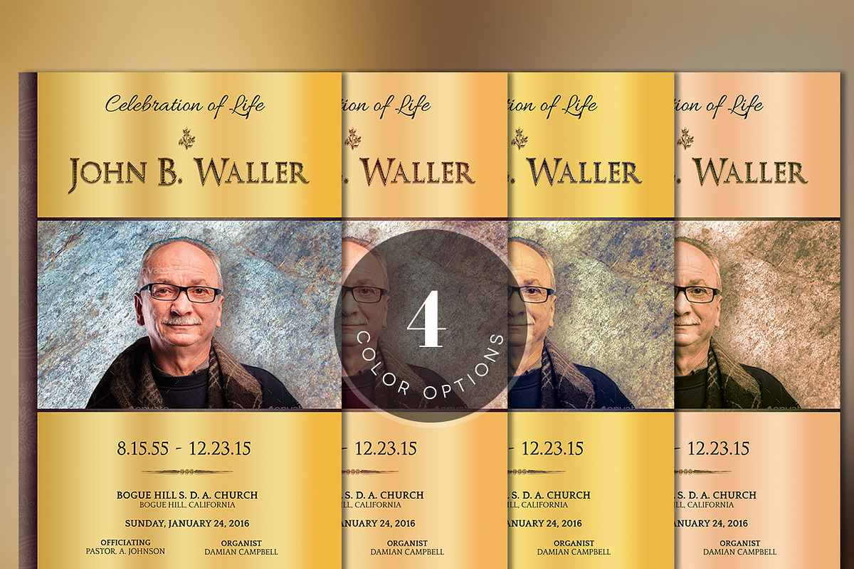 Solid Gold Funeral Program Photoshop, a Templates & Theme by Godserv ...