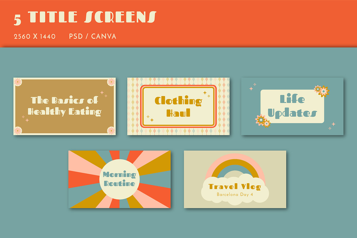 Youtube: 70s Retro Branding Kit, a Social Media Template by Liseno Designs