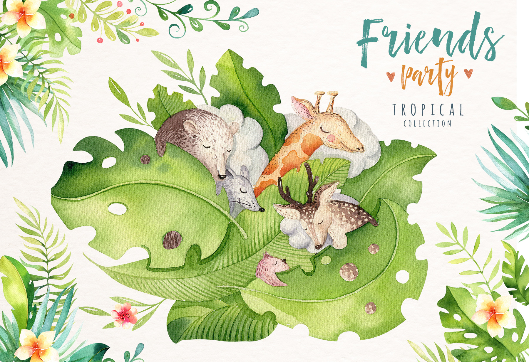Friends party.Tropical collection II, a Decorative Illustration by ...