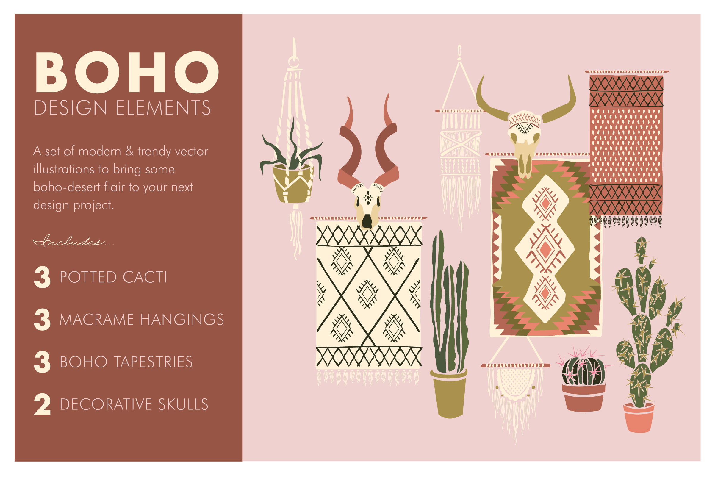 Boho-Desert Design Elements, an Animal Illustration by hotdogdesigns