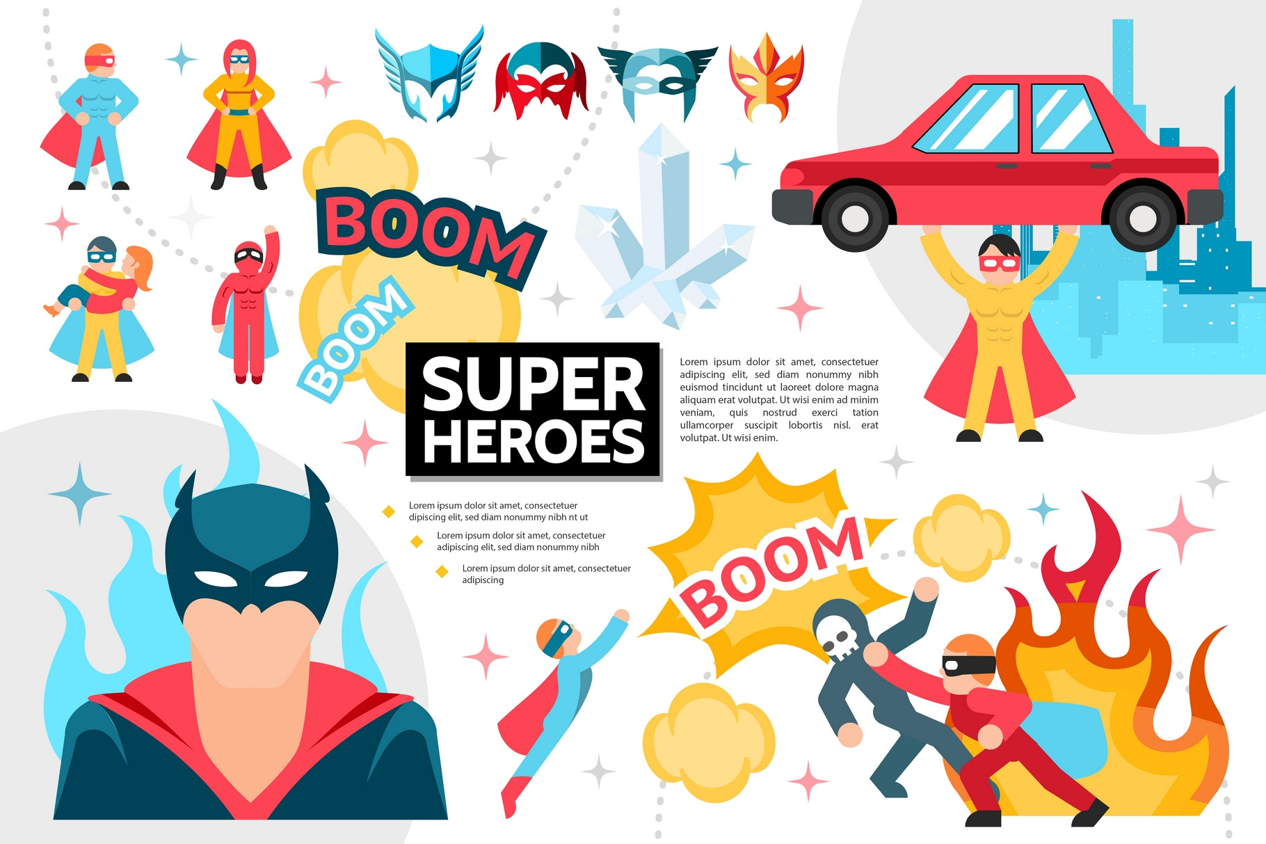 Superheroes infographic concept, a Person Illustration by Microvector