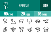 50 Spring Line Icons, an Outline Icon by IconBunny