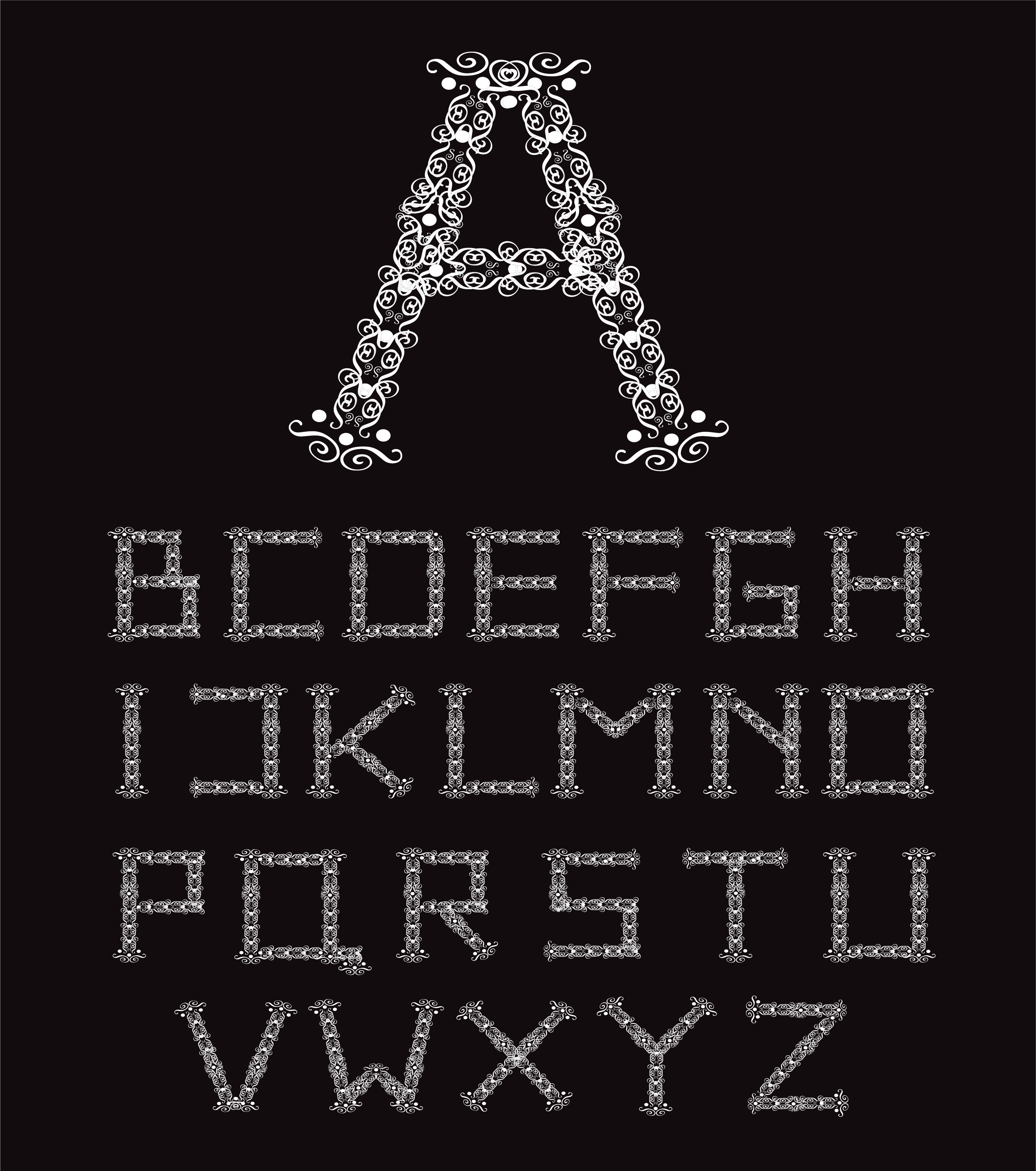 Ornament fonts alphabet A - Z white, a Background Graphic by ...
