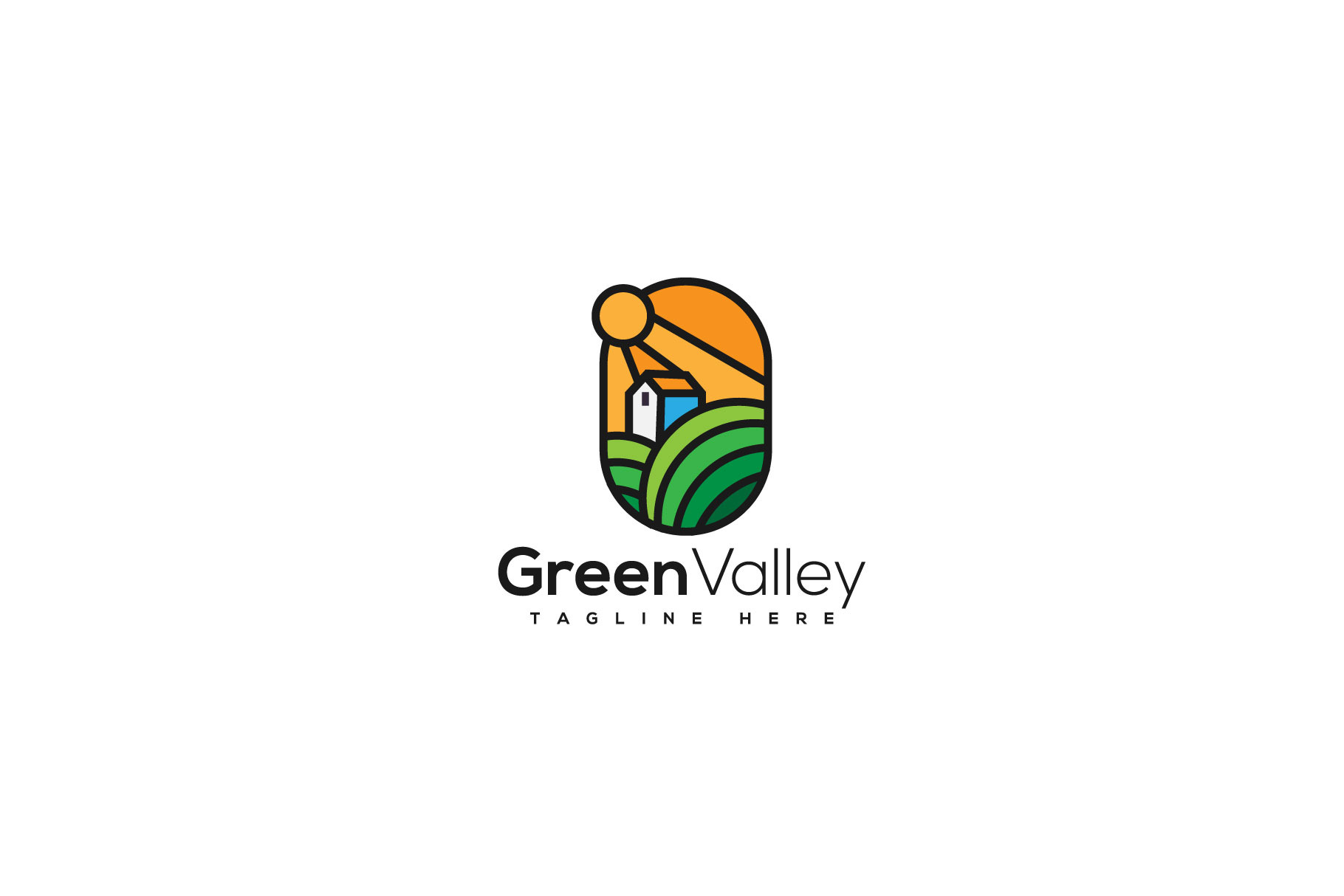 Green Valley With House Symbol Logo, a Branding & Logo Template by Half ...