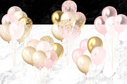 Blush and Gold Balloons Clipart, an Illustration by Digital Curio