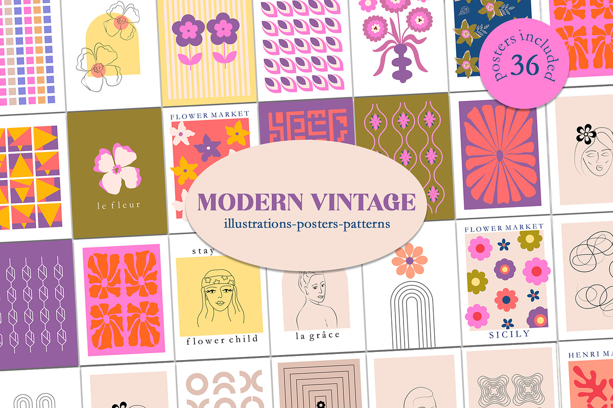 Modern Vintage Abstract posters | Creative Market