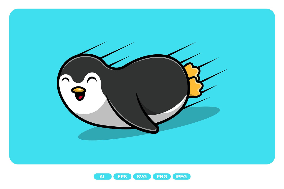 Cute Penguin Sliding, an Animal Illustration by Artstorystudio