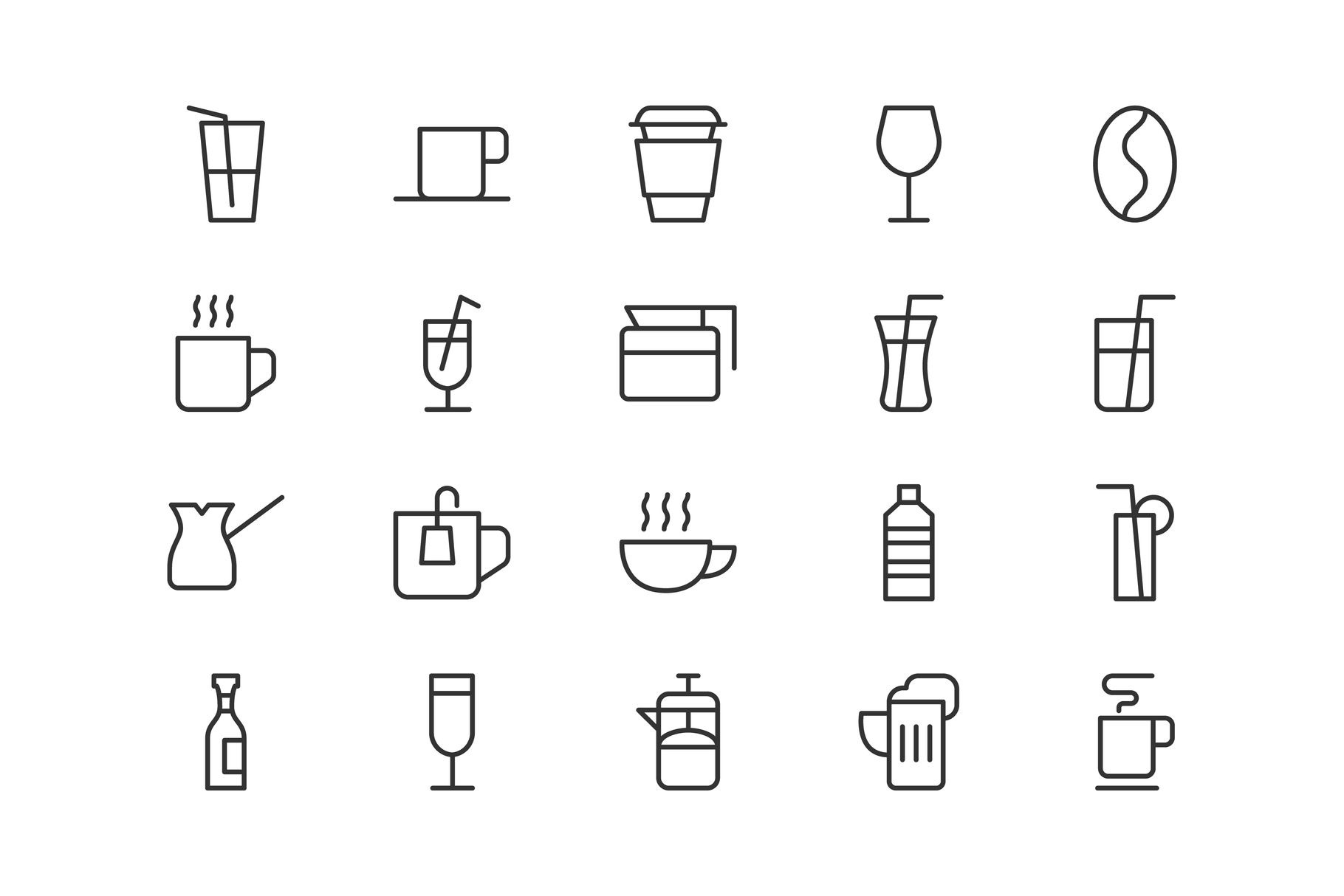 Vector Pack Of Bar Line Icons, an Outline Icon by DStarky