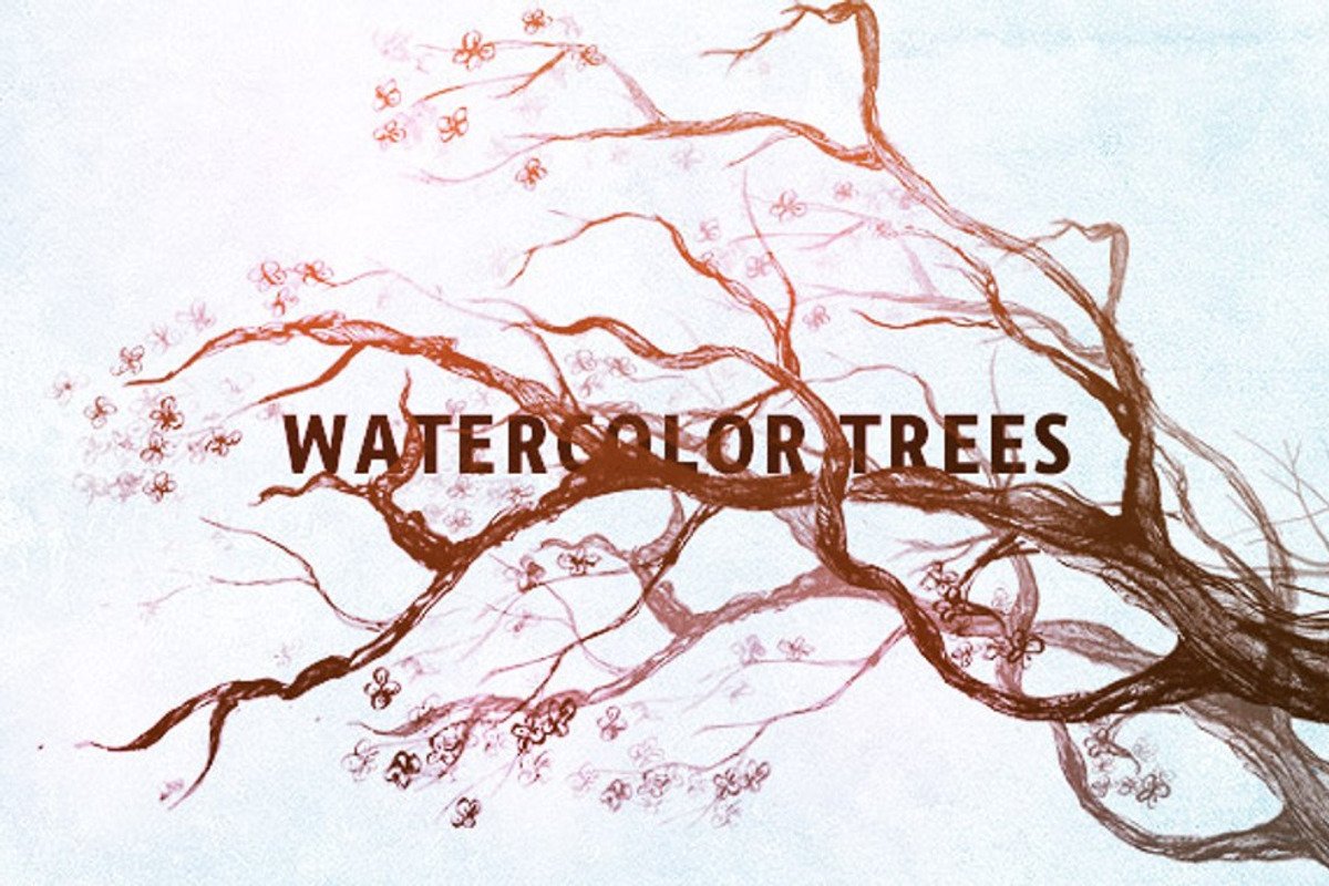 Watercolor Trees - Photoshop Brushes, a Brush Add-On by WeGraphics