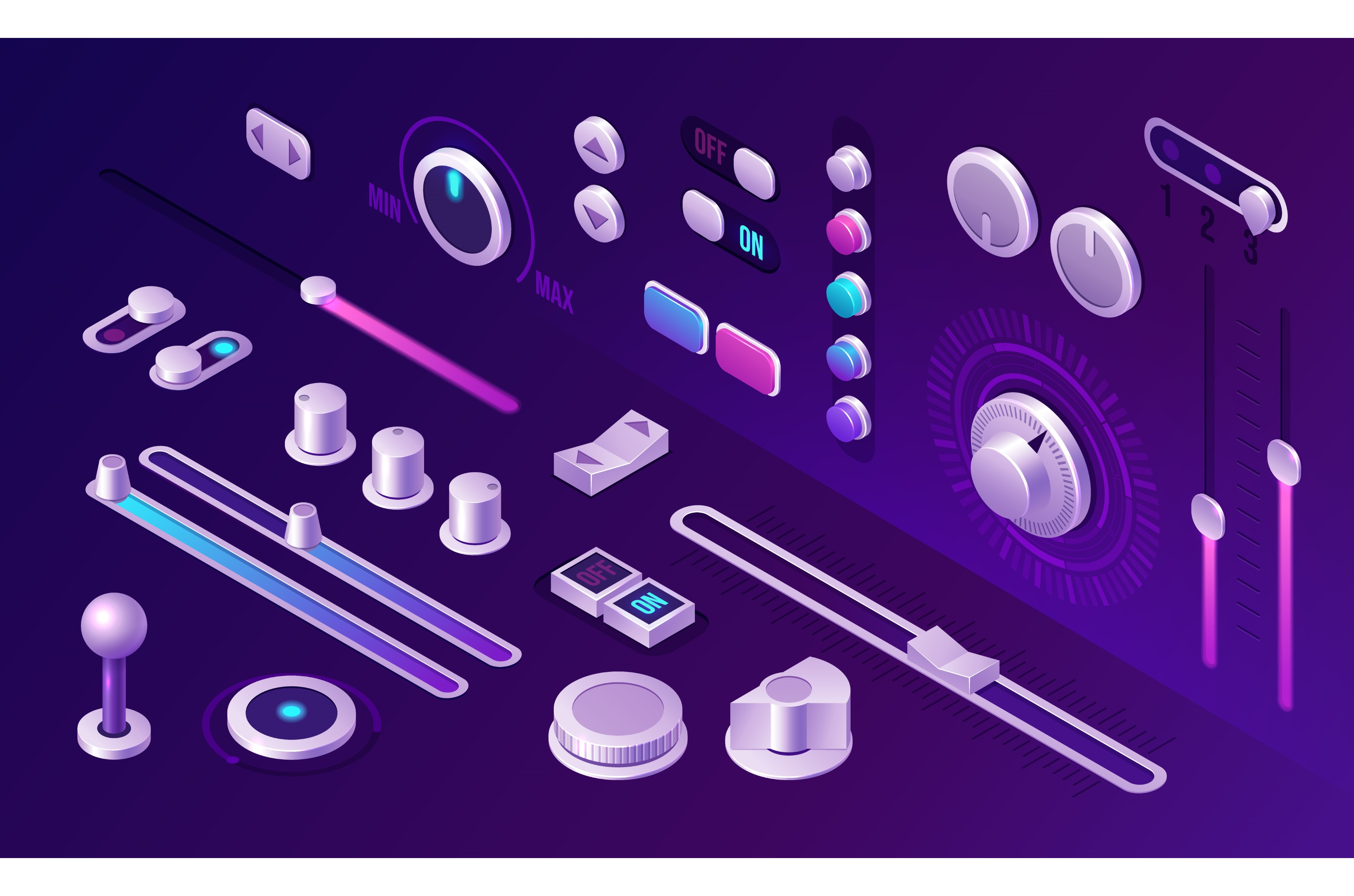 Isometric buttons, control panel app, a Technology Photo by art PVP ...
