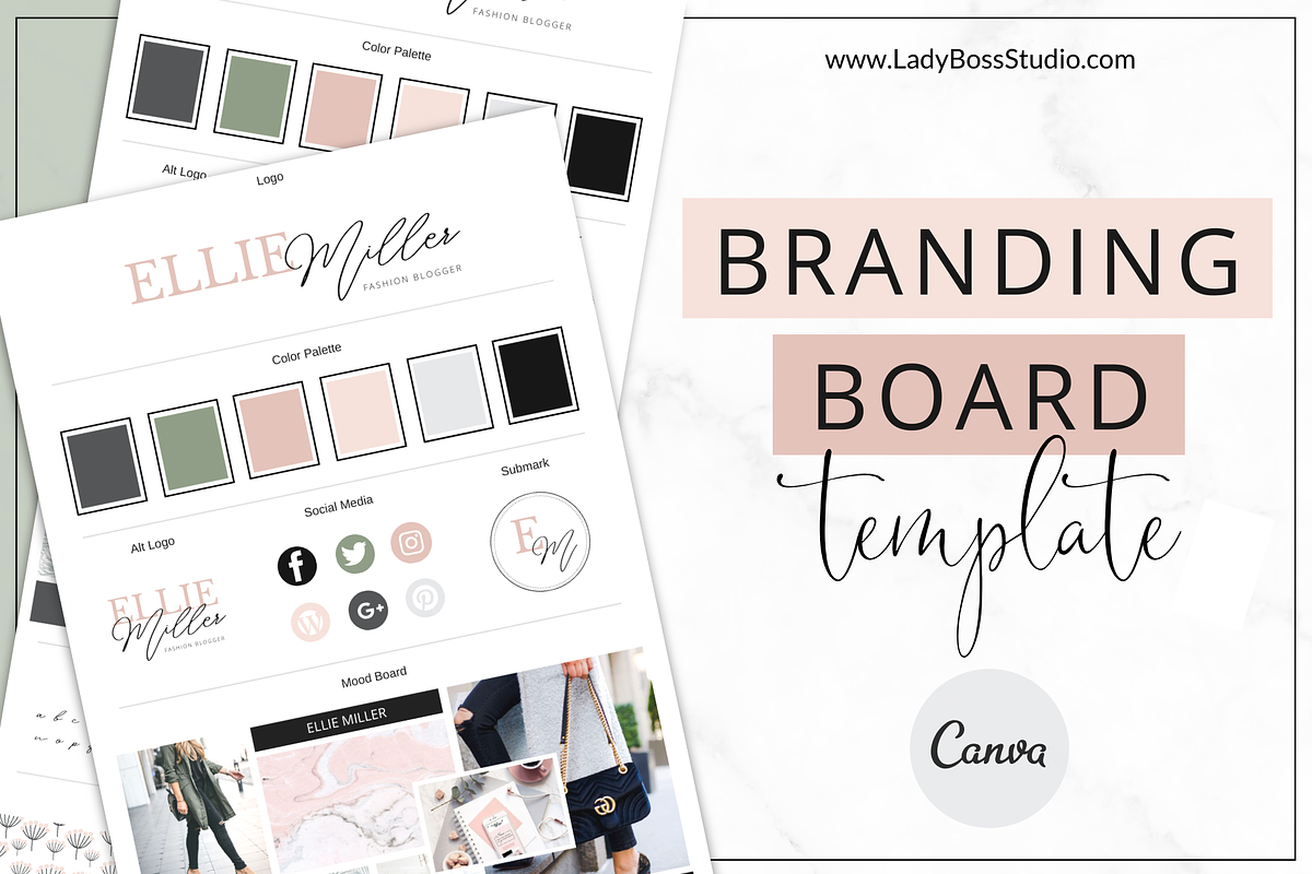 Branding Board Template Canva Uptown, a Branding & Logo Template by ...