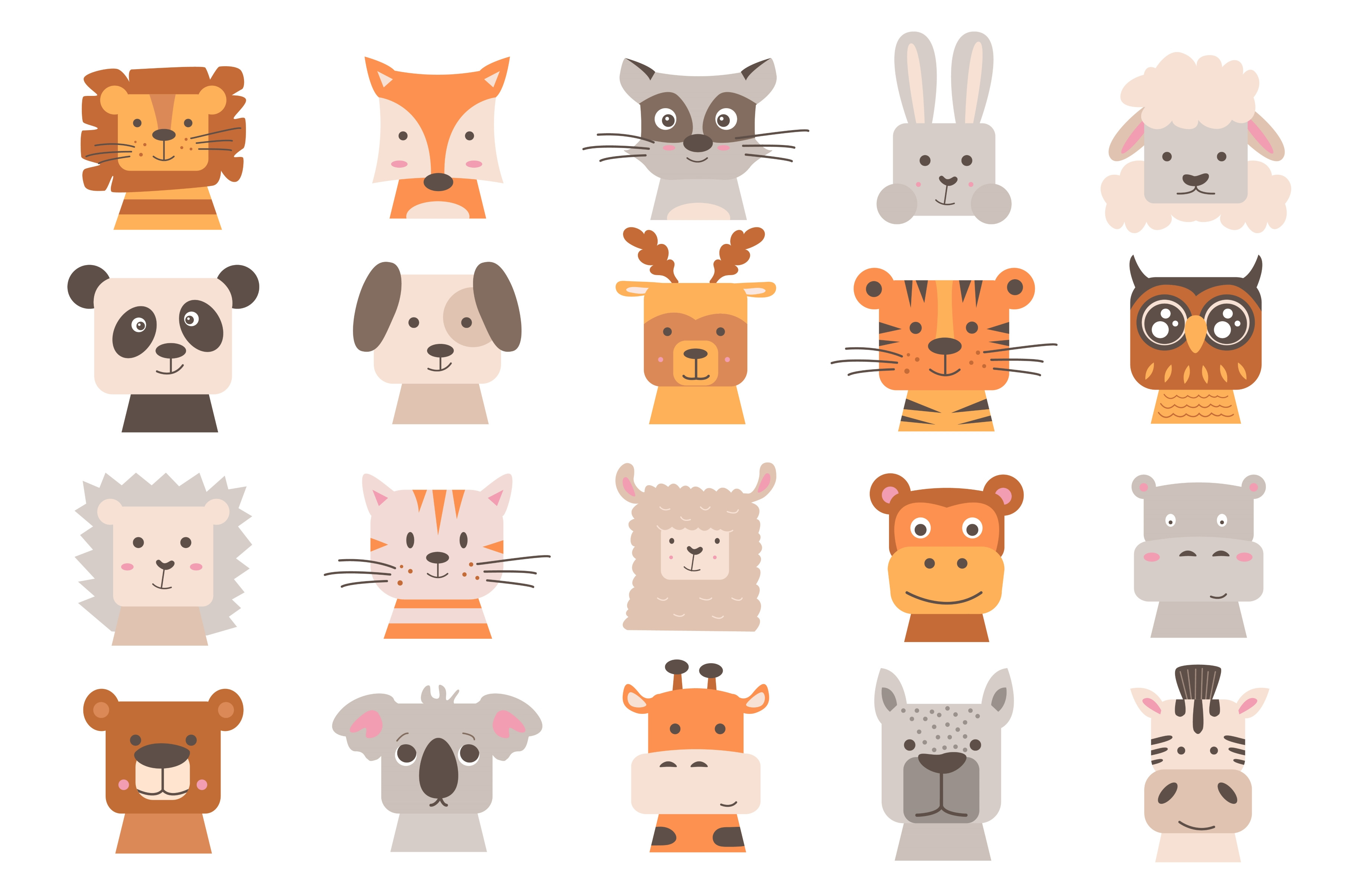 Cute Animals Avatars Set | Animal Illustrations ~ Creative Market