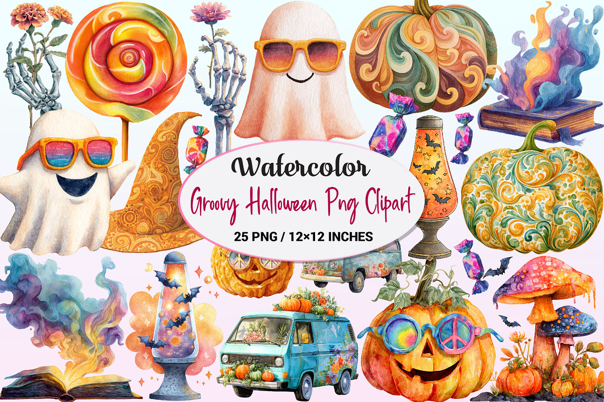 Groovy Halloween Clipart, a Graphic by CitraGraphics