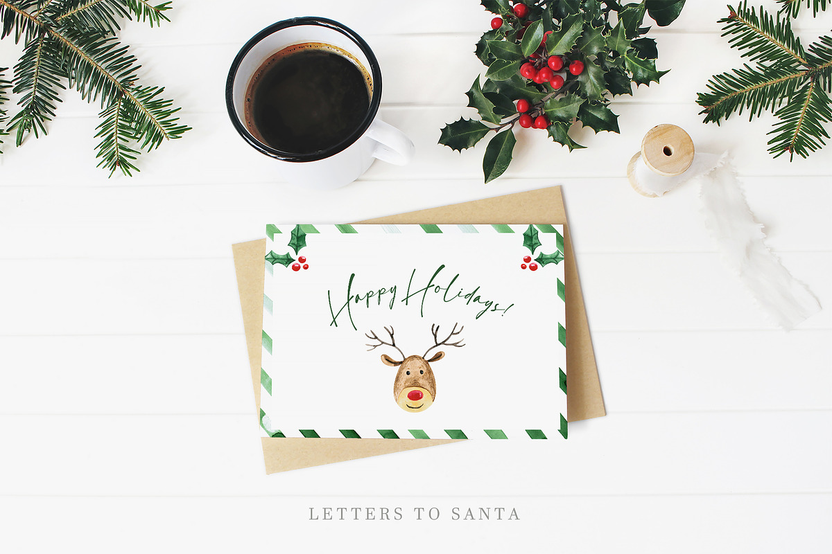 Letters to Santa - watercolor set, a Seasonal Illustration by LeriaArt ...