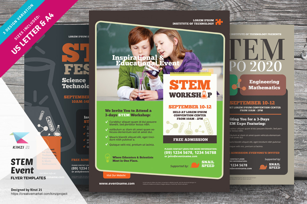 STEM Event Flyer Templates, a Flyer Template by kinzi21