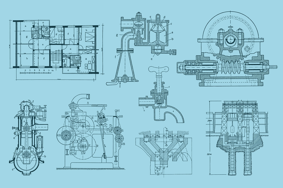 Vintage Blueprints Collection | Creative Market