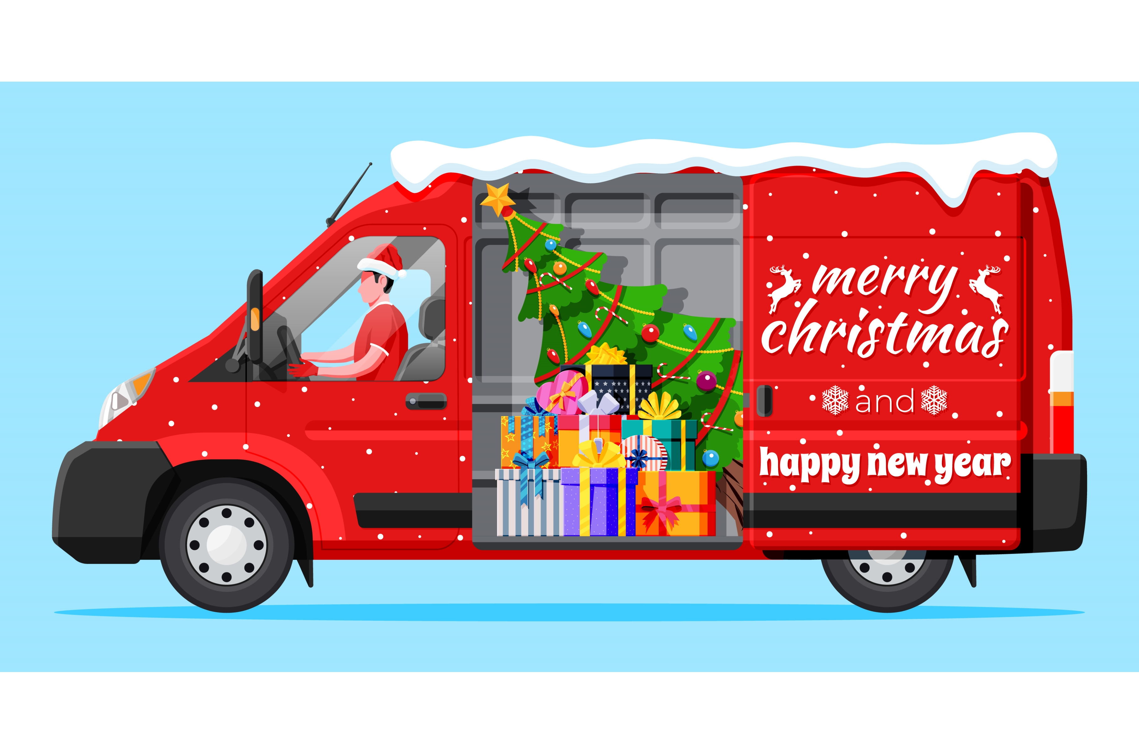 Christmas Delivery Van Isolated. | People Illustrations ~ Creative Market