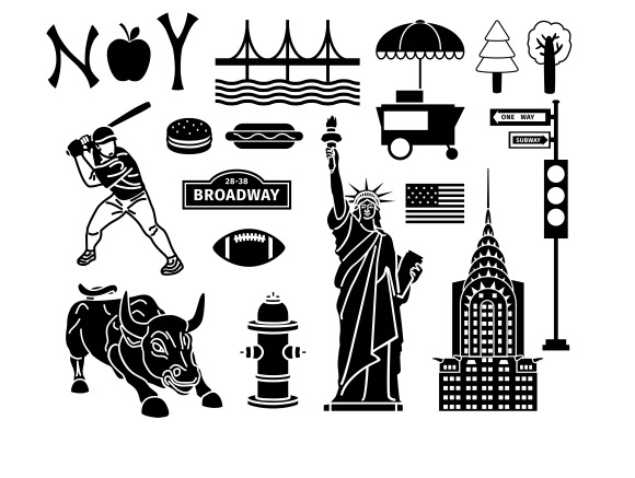 New York icons, a Graphic by Microvector | Creative Market