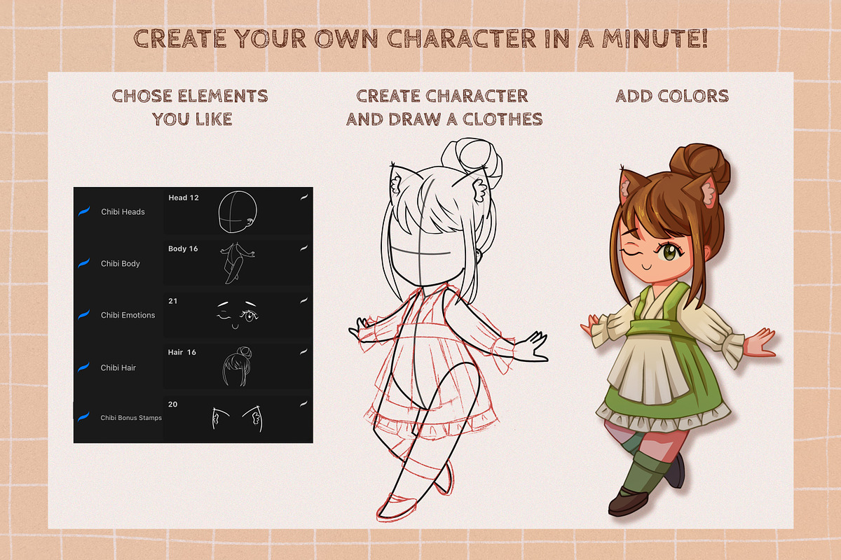 Procreate Chibi Stamps, a Brush Add-On by SmuffizStudio