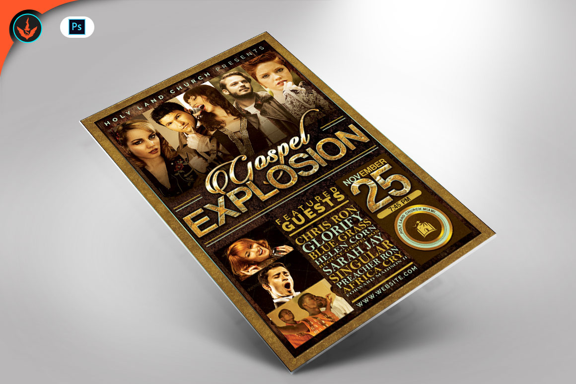 Gospel Explosion Flyer Plus Poster, a Flyer Template by SeraphimChris